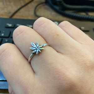 Mary Jane Ring, Small Cannabis Ring, Sterling Silver, 24K Gold, Rose ...