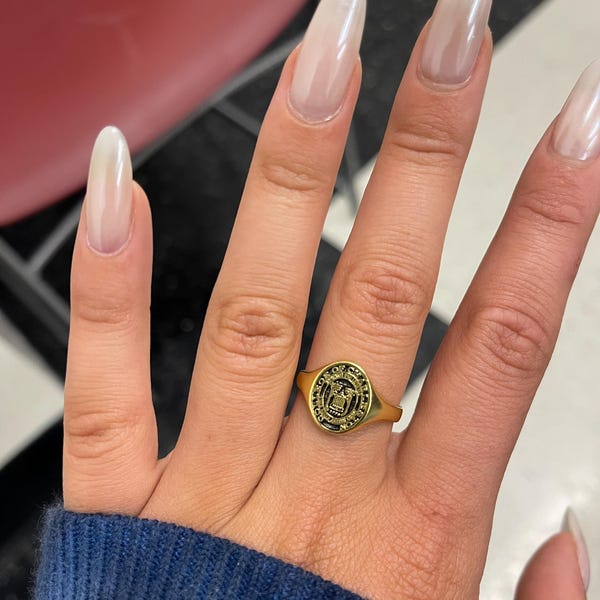 14K Solid Gold Initial Ring,dainty Letter Ring,custom Name Ring,mother Ring,stacking Ring,gift ...