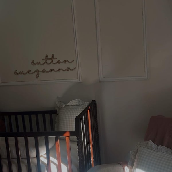 Wood Script Nursery Baby Room Name Laser Cut Sign Cursive First and ...