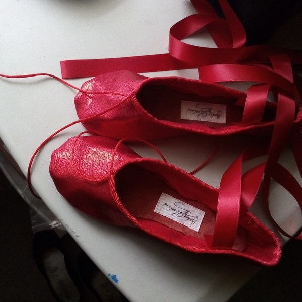 Ruby-red Shiny Sparkly Ballet Slippers Women's Sizes Ballet Shoes Full ...