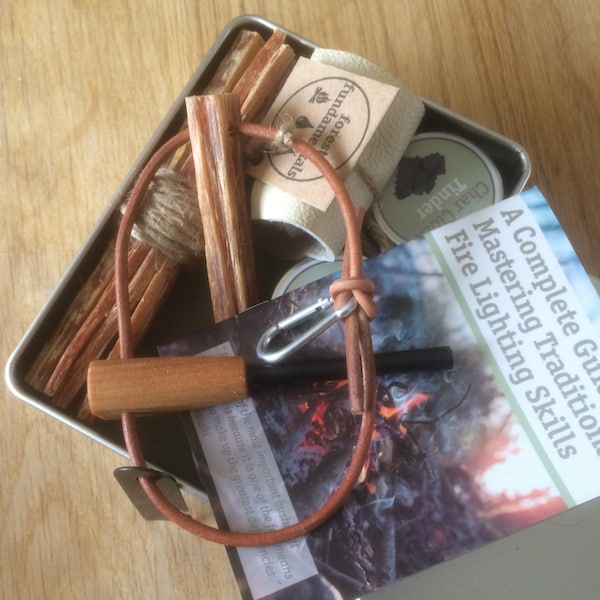 Traditional Fire Lighting Kit | Bushcraft Fire Kit Tin | Ferro Rod Fire ...
