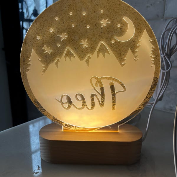 Mountains Custom Name Light Personalized Bedroom LED Cloud Decor Sign ...