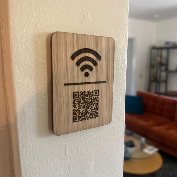 Wifi Qr Code Sign, Air Bnb Scanner, Office Wifi Plaque , Freestanding ...