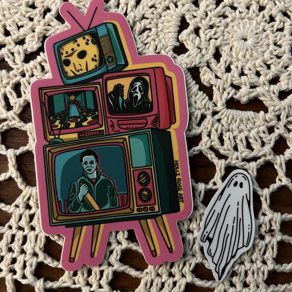 Horror Art Sticker, TV Sticker Decal, Classic Horror Stickers, Pop Art ...