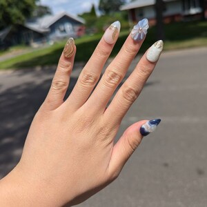 MIDORI Gold Floral Nail Art Press on Nails Jade Magnetic Nails 3D Gel ...