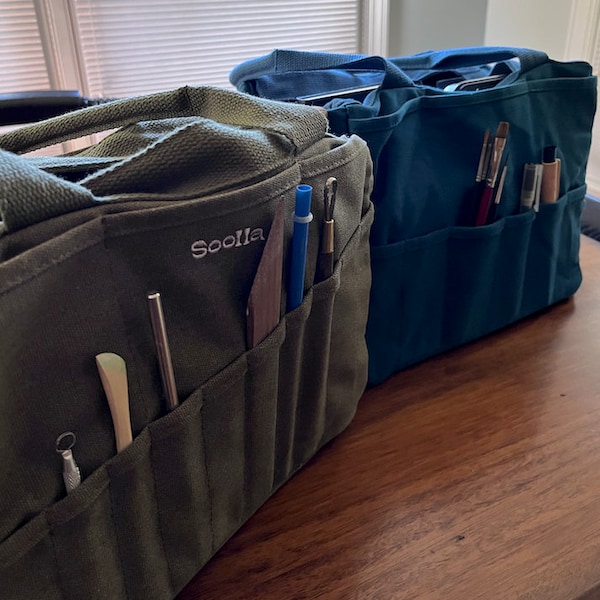 Forest Green Soolla® Studio Bag, Pottery Tool Bag & Art Supply Tote ...