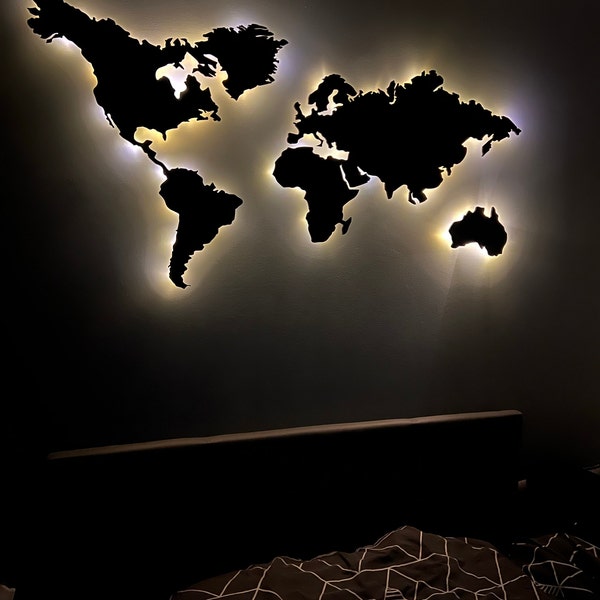Led World Map Home Design Home Deco Led Wooden Map Led Handmade Perfect ...