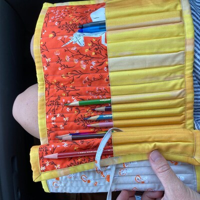 Pencil Roll, Artist Roll, Colored Pencil Roll for 24 Pencils, Fabric ...