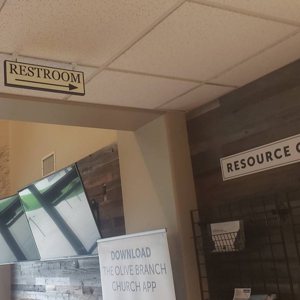 Restrooms Double Sided Bathroom Street Sign Restroom Sign Bathroom Sign ...