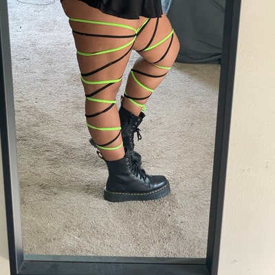 Freya's Garter Leg Wraps for Rave Dancing Festival Music Neon Green ...