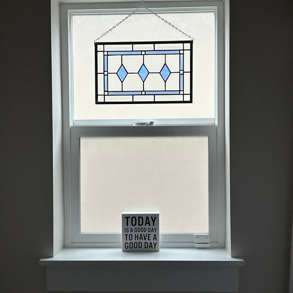 Iridescent Sky Blue Stained Glass Panel - Home Decor - Etsy