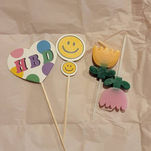 Pastel Color Happy Birthday Letter Candles| HBD Candles - Etsy