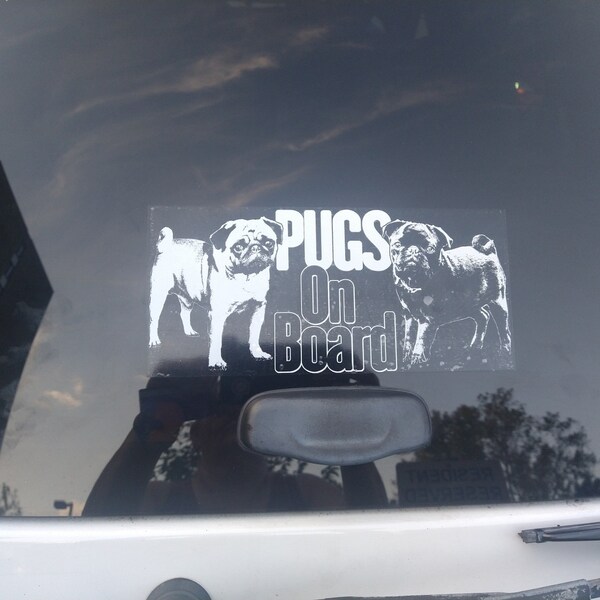 Pugs on Board - Car Window Sticker - Pug Dog Sign Decal -V05 - Etsy