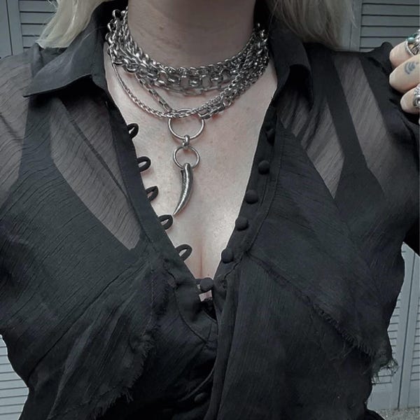 Layered Multi Strand Chunky Chain Gothic Choker Collar Necklace Set Non Tarnish Waterproof ...