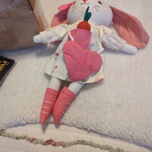 Bunny Doll, Linen Soft Fabric Doll, Heirloom Handmade Doll, Textile ...