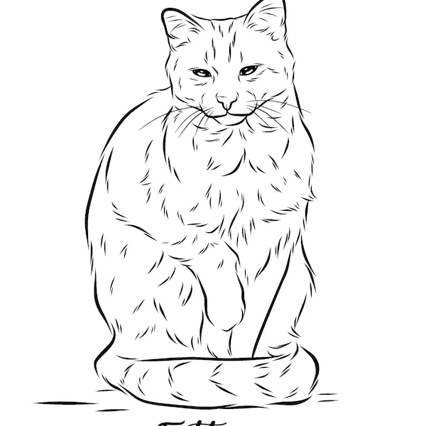 Custom Pet Ear Outline, Digital Hand Drawn, Half Body Dog Line Drawing ...