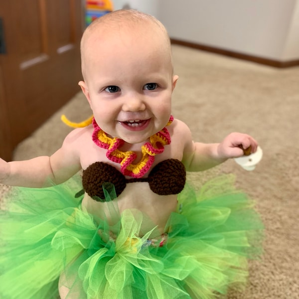Hula Luau Tutu Outfit, Skirt Tulle Tutu and Top, Halloween Costume for ...