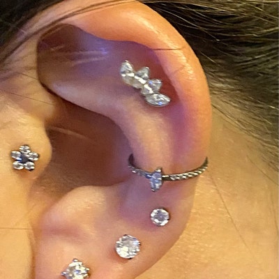 14k Yellow Gold Threadless Snake Conch Labret Top W/ Titanium Post ...
