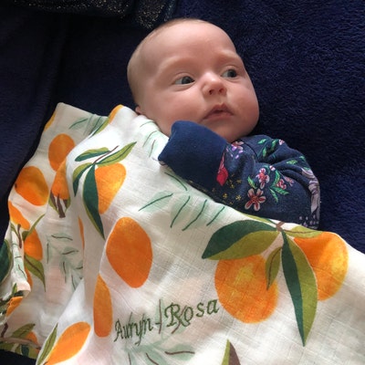 Baby Swaddle Muslin / Large Personalised Muslin / Swaddle Wrap - Etsy