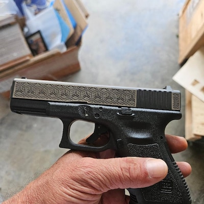 Laser Engraving Stipple Template Glock 19 Gen 5 Frame Hex Pattern Left ...