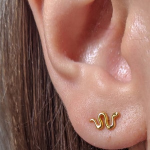 Small snake-shaped stud earrings | Etsy