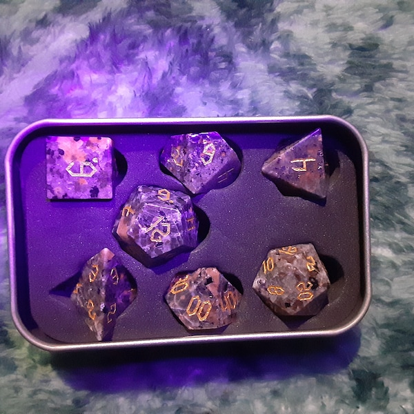 Full Set Yooperlite Gemstone Dice| Stone Dice Set |engraved Gemstone ...