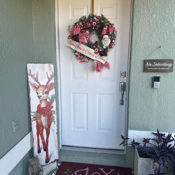 36in Christmas Poinsettias Porch Sign Christmas Front Porch Plaque ...