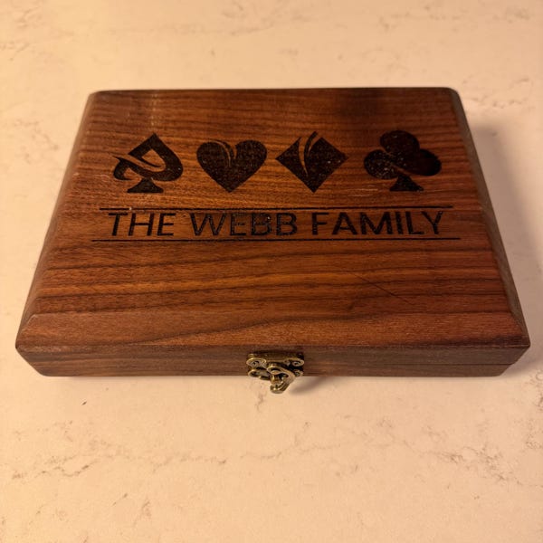 Personalized Family Game Night Box Custom Wooden Card Dice Storage ...