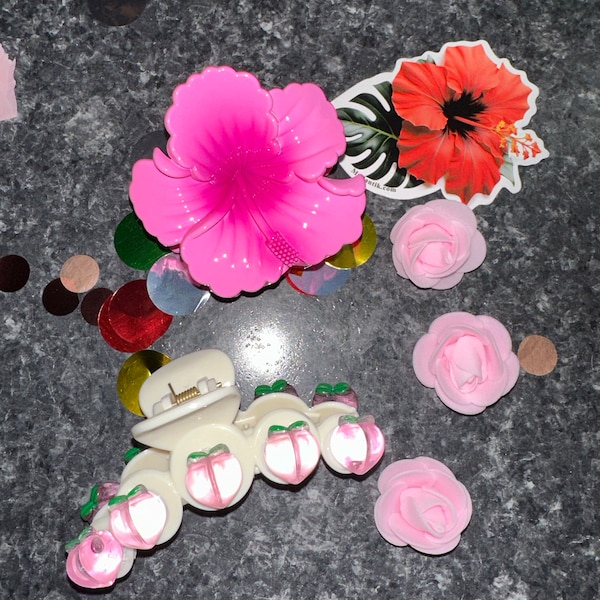 Pink Flamingo Hibiscus Hair Claw Clip - Etsy
