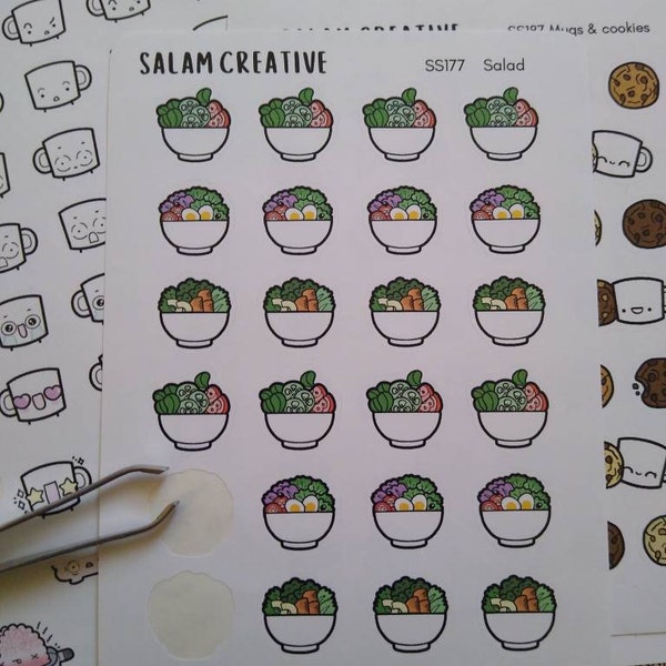 SALAD Sticker Sheet - Healthy Eating/ Veggie Themed Stickers for Your ...