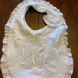 Monogram Baby Bib White Monogram Ruffle Baby Bib Baby Bibs Bibs ...