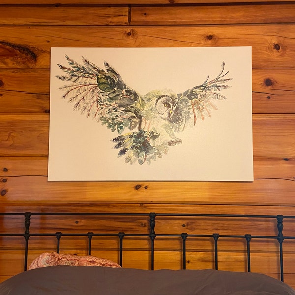 Flying Owl With Trees Leaves Forest Double Exposure Nature Animal Bird ...