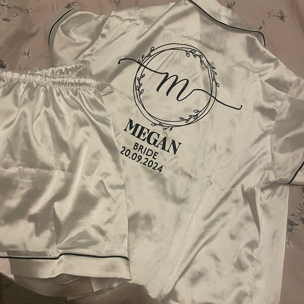 Personalised Satin Pajamas Set, Custom Short Pyjamas Set, Matching ...