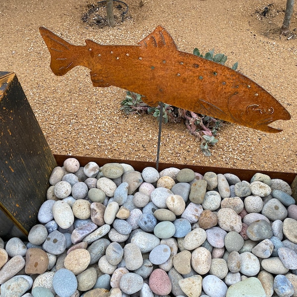 Metal Trout Yard Art Set (3) – Garden Fish Stakes, Outdoor Decor ...