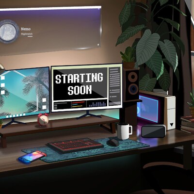 4x Animated Stream Screen for Twitch Lofi Game Room Neon Game Room Twitch Animated Screen for ...
