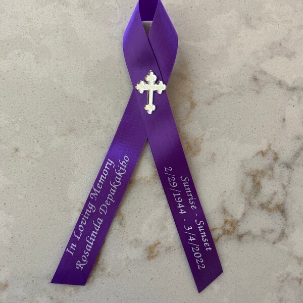 Personalized Memorial Funeral Ribbon Pins for Celebration of Life ...