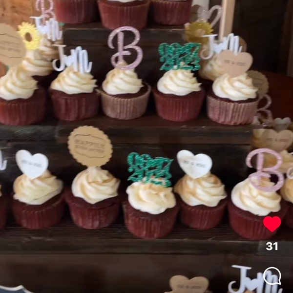 Custom Date Cupcake Toppers, Wedding Cupcake Toppers, Anniversary ...