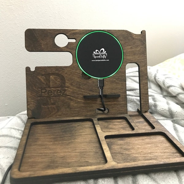 Wireless Phone Charger Docking Station, Desk Organizer, Qi Charge Pad ...