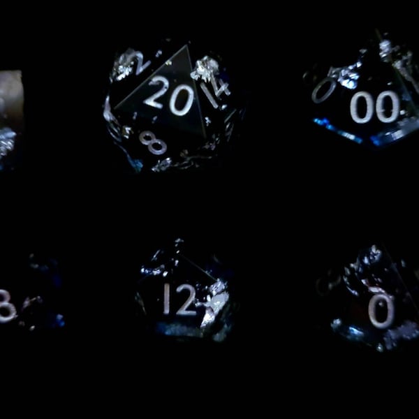 Coldhearted - Icy Blue Gradient Handmade Resin Sharp Edge Dnd Dice Set ...