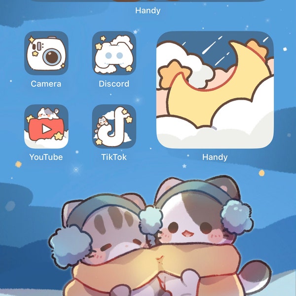 Dreamy Kitty App Icon Set | Kawaii Aesthetic Theme for Ios Android ...
