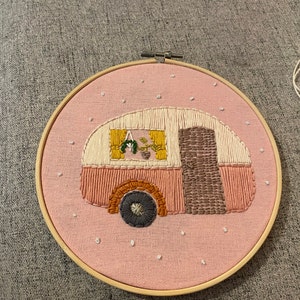 PDF PATTERN. Cute Caravan Embroidery Pattern Happy Camper Design ...