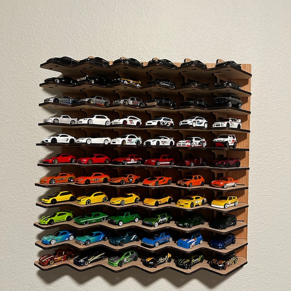 1 Toy Car Display for 1:64 Die Cast Wheels. Cool Diagonal Shelf Holds ...