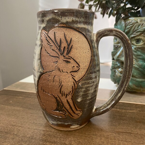 Jackalope Mug 16oz - Handmade Stoneware Coffee Mug Jackalope Art ...