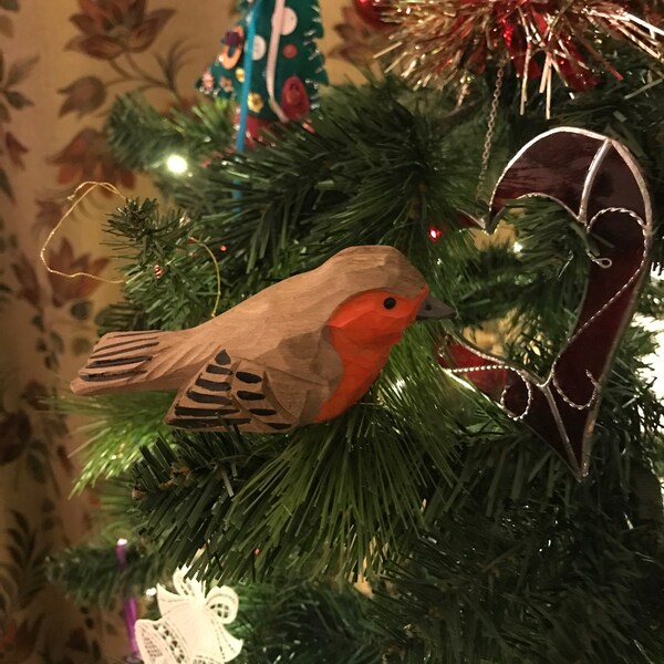Wooden British Birds Clip on Christmas Tree Decoration - Robin Sparrow ...