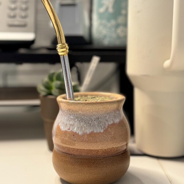 10 Oz Purple Ceramic Mate Cup, Yerba Mate Gourd, Ceramic Calabash Cup ...