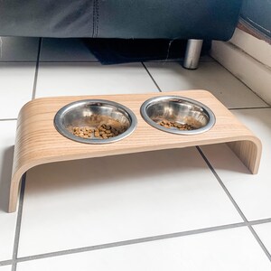 Wooden Elevated Stand for Cats and Small Dogs Healthier Feeding Stand ...