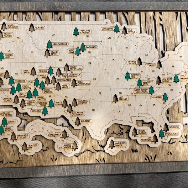 National Parks Travel Map - Shelf Decor - Gift for Travelers - USA ...