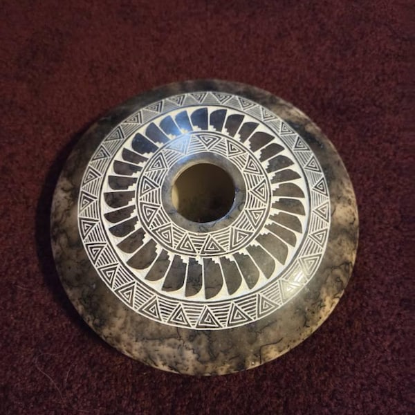 Acoma Pueblo Feather and Horsehair Pottery Flat Seed Pot – A Symbol of ...