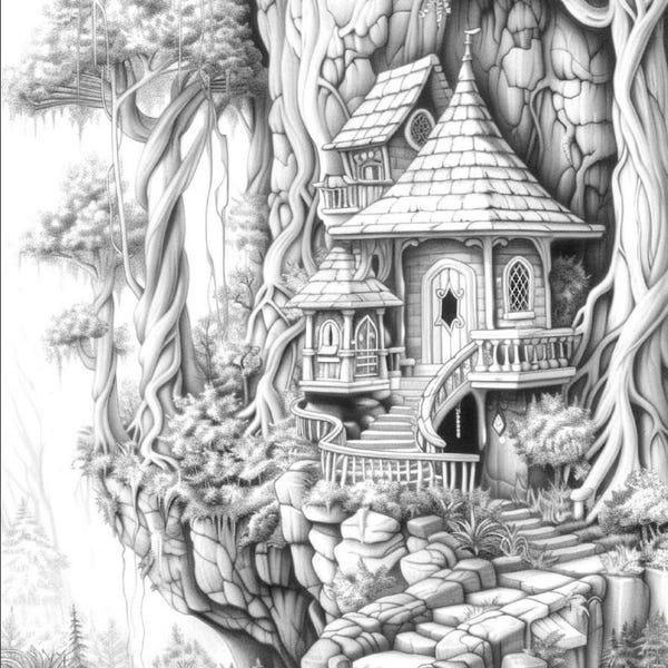 60 Magical Fantasy Coloring Book Pages for Kids Adults, Fairytale ...