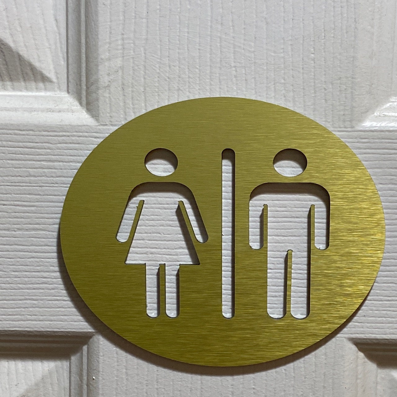 Restroom Door Sign Metal Unisex Bathroom Sign Gold All Gender